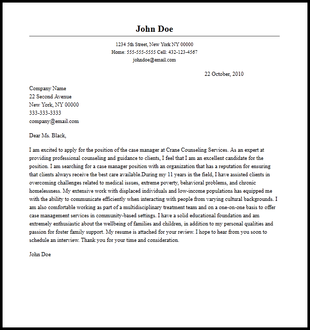 Case Worker Cover Letter Sample Mt Home Arts