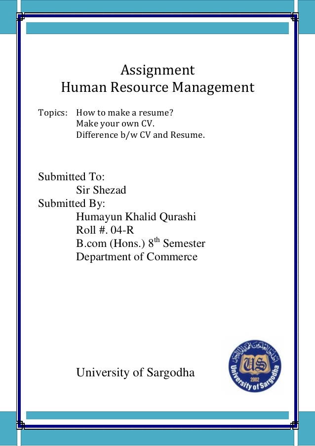 Assignment Front Page Format Examples Mt Home Arts