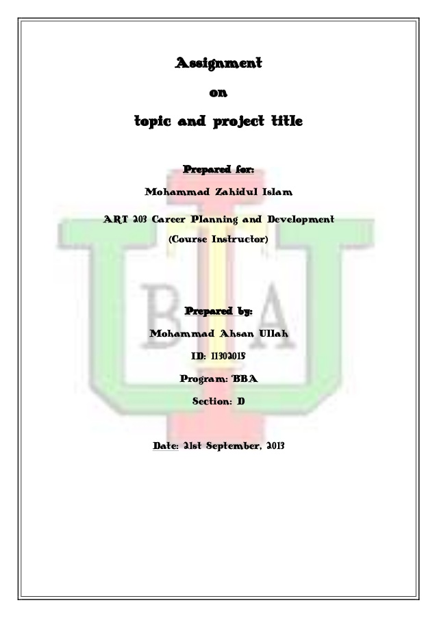 Cover Page For Assignment Mt Home Arts