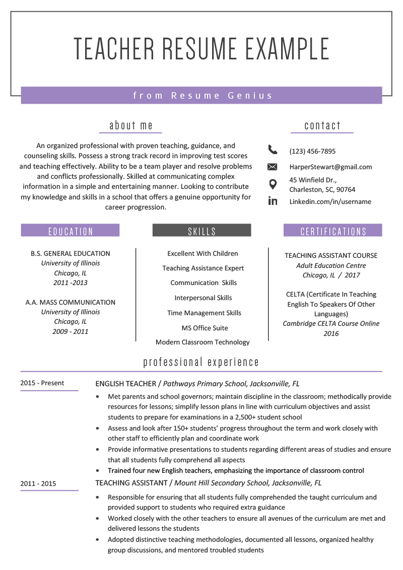 Sample Resume For Teaching Job With Experience Sutajoyoa