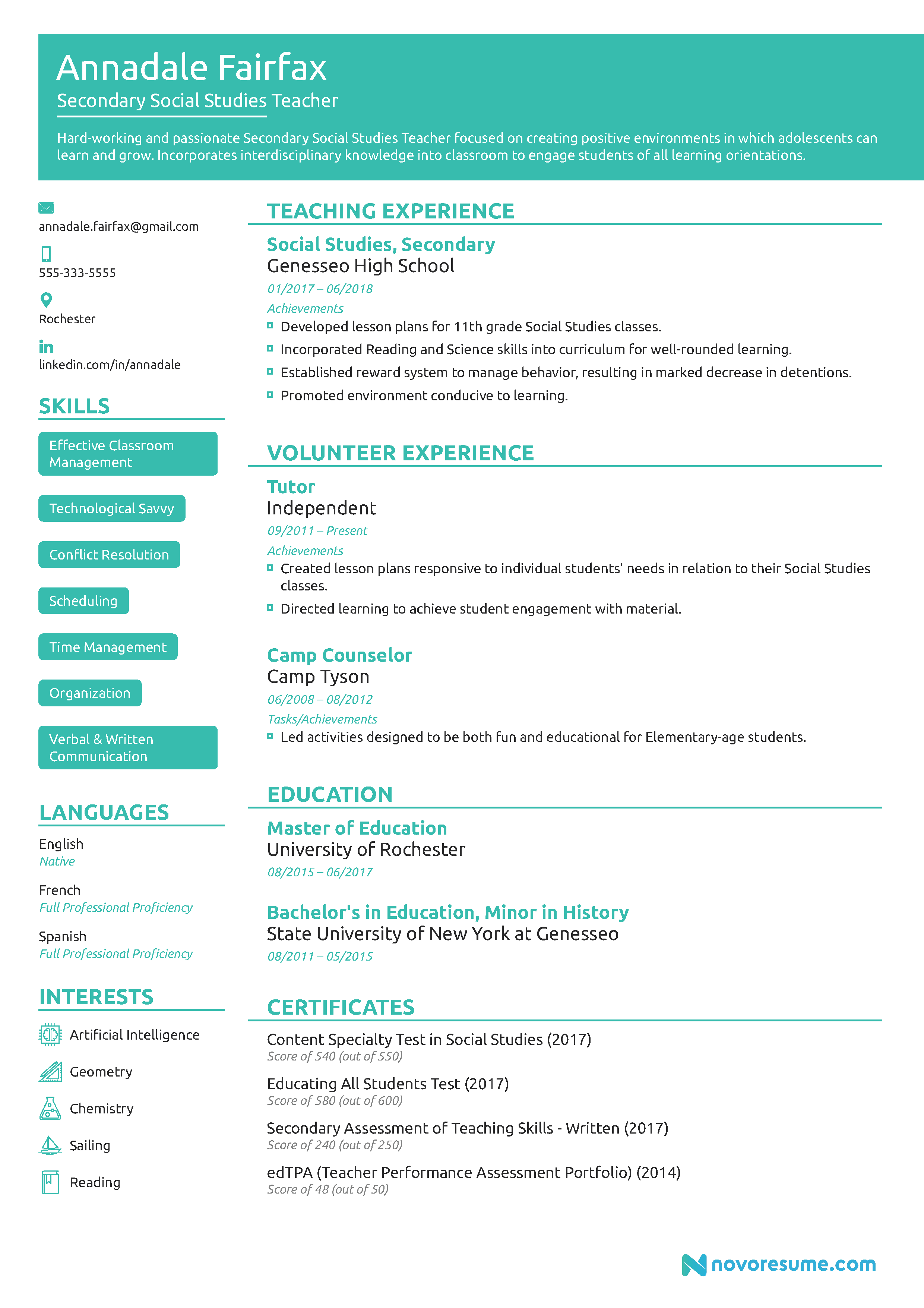 Sample Resume For Teachers In Word Format Sutajoyod