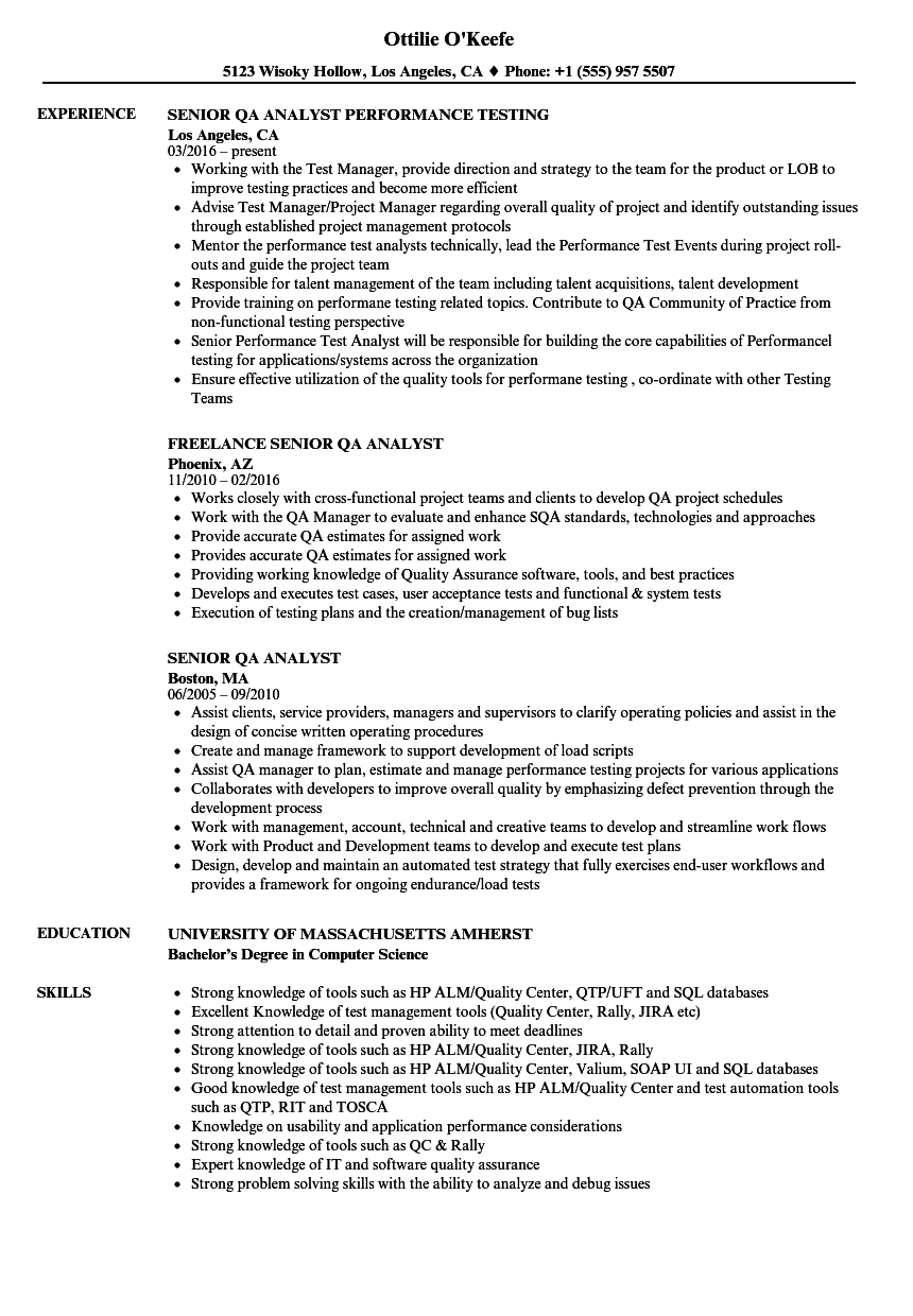 Test Analyst Resume Template Mt Home Arts