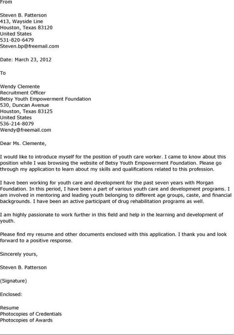 Youth Care Worker Cover Letter Sample Mt Home Arts