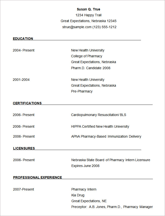 Simple Resume Format Download In Ms Word Mt Home Arts