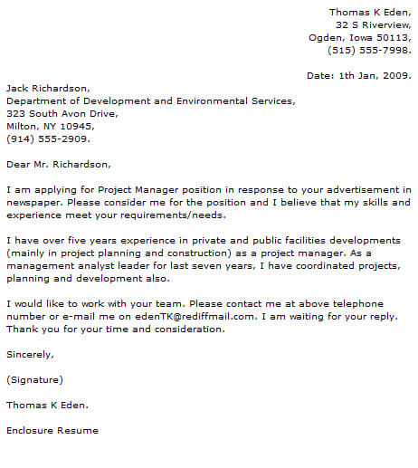 Construction Project Manager Cover Letter Mt Home Arts