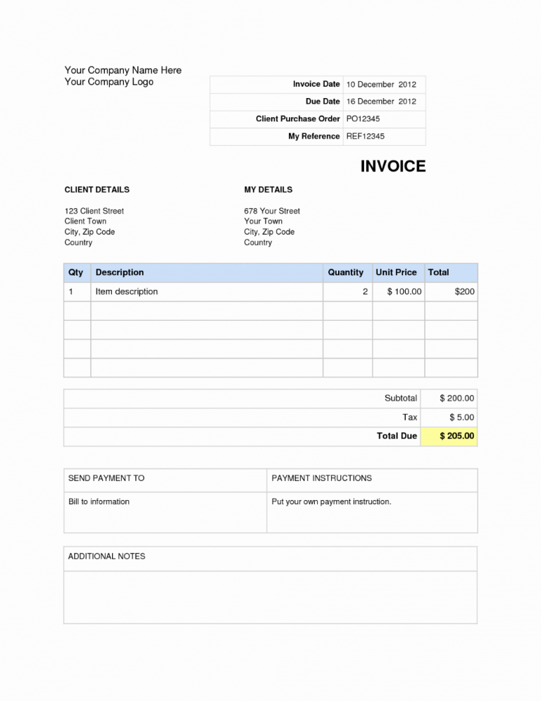 Invoice Template Word Doc Mt Home Arts