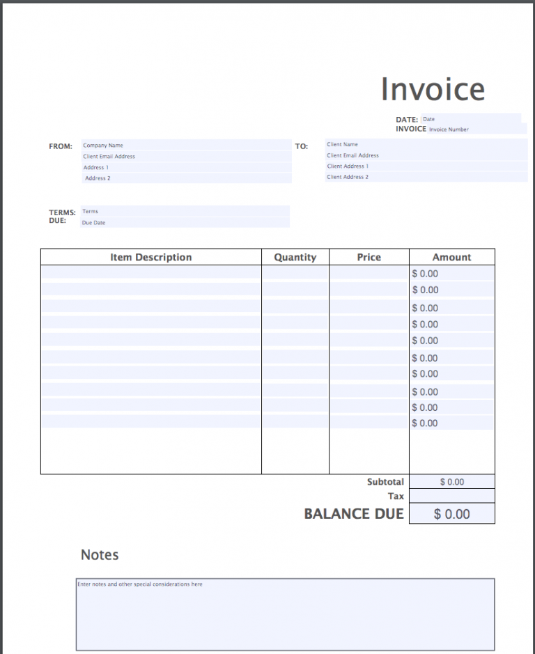 Printable Invoice Template | Mt Home Arts